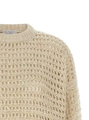 Brunello Cucinelli Dazzling Braids' Sweater - Cream