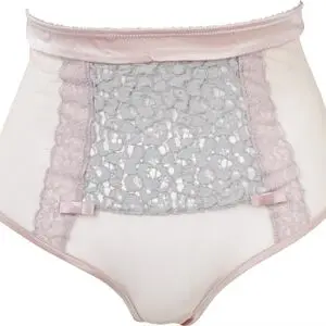 LES JUPONS DE TESS Grey / Pink The Wild Rose High-waisted Panty - Grey/pink