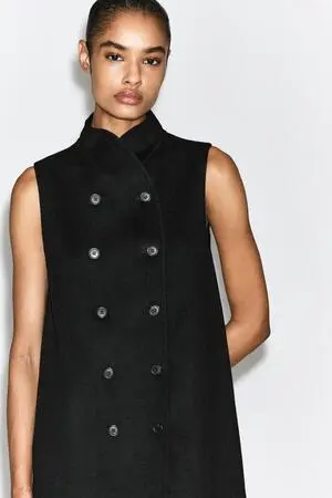 Cos Double-faced Wool-blend Mini Dress - Black