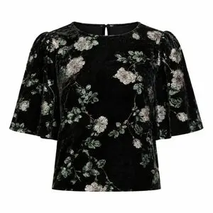 TRAFFIC PEOPLE Swan Song Metallic Floral Velvet Rene Blouse - Black
