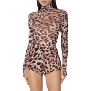 AFRM Zadie Mock Neck Top - Warmth Leopard