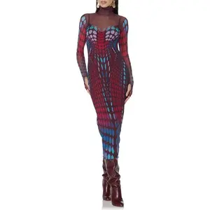AFRM Shailene Turtleneck Midi Dress - Ruby Dots
