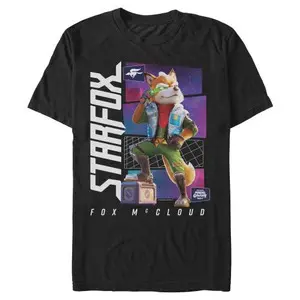 THE SUPER MARIO GALAXY MOVIE Fox Mccloud Star Pose Short Sleeve T-shirt - Black
