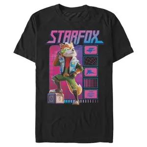 THE SUPER MARIO GALAXY MOVIE Fox Mccloud Retro Pose Short Sleeve T-shirt - Black