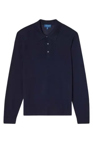 Robert Talbott Henson Wool Silk Fine Gauge Jersey Long Sleeve Polo