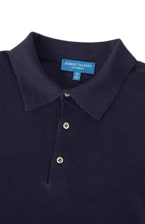 Robert Talbott Henson Wool Silk Fine Gauge Jersey Long Sleeve Polo