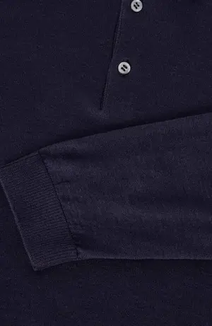 Robert Talbott Henson Wool Silk Fine Gauge Jersey Long Sleeve Polo