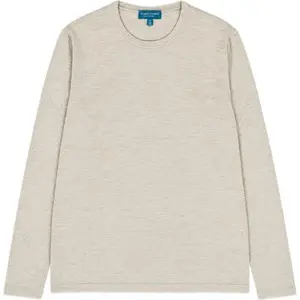 Robert Talbott Lawrence Wool Silk Fine Gauge Jersey Long Sleeve Tee - Flax