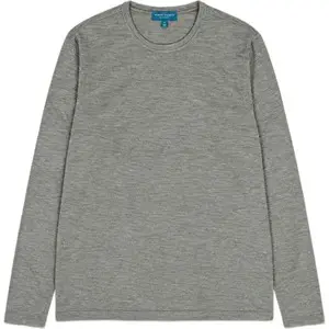 Robert Talbott Lawrence Wool Silk Fine Gauge Jersey Long Sleeve Tee - Medium Gray