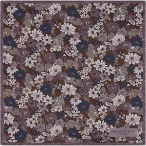 Robert Talbott Collins Floral Double Print Pocket Square Lavender Multi
