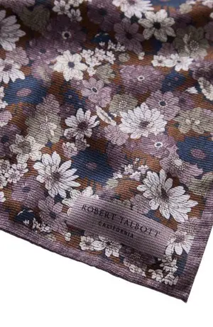 Robert Talbott Collins Floral Double Print Pocket Square - Lavender Multi