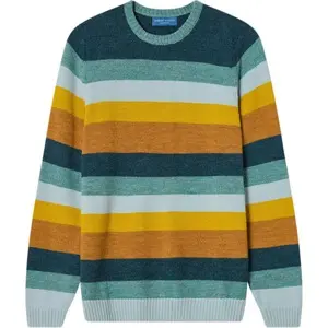Robert Talbott Radcliffe Striped Crewneck Sweater - Aqua Multi