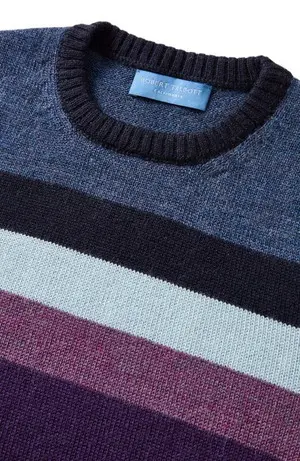 Robert Talbott Radcliffe Striped Crewneck Sweater - Blue Multi