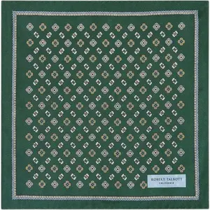 Robert Talbott Paisley Collins Double Print Pocket Square - Green Multi