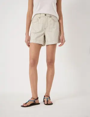 HUSH Essential Stripe Denim Stretch Shorts - Ecru
