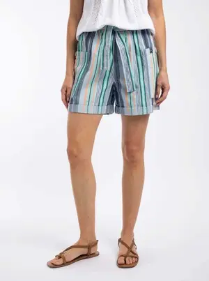 WEIRD FISH Wilder Striped Summer Shorts - Skyway