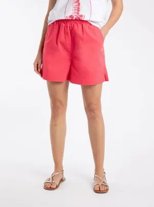 WEIRD FISH Jardin Elasticated Twill Shorts - Flamingo