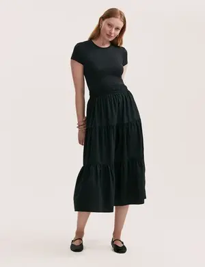 FINERY LONDON Harleen Cotton Tiered Midi Skirt