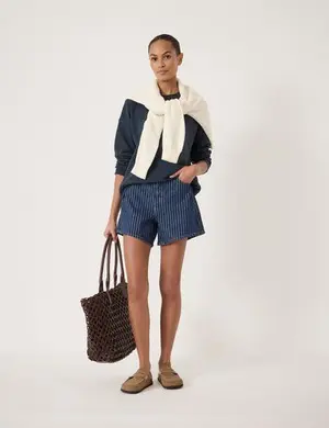 HUSH Essential Denim Striped Shorts