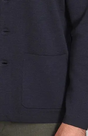 PAUL JAMES Merino Wool Knitted Nehru Jacket - Navy