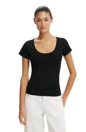COTTON ON Everyday Smooth Scoop Neck Tee Black