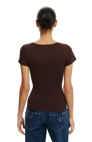 COTTON ON Everyday Smooth Scoop Neck Tee - Dark Oak