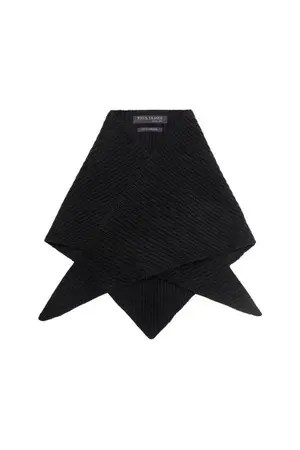 PAUL JAMES Lambswool Ribbed Triangle Scarf - Black