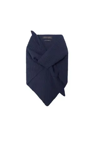 PAUL JAMES Lambswool Ribbed Triangle Scarf - Oxfordblue