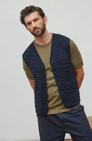 PAUL JAMES Cotton Quilted Knitted Gilet