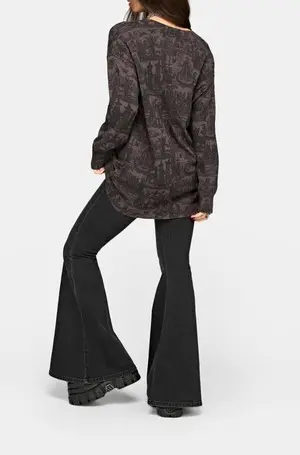 DISTURBIA Diabolical V-neck Knit Sweater