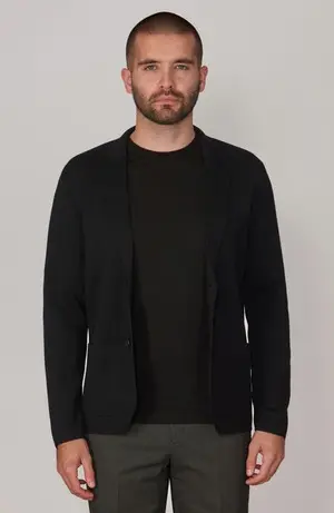 PAUL JAMES Lightweight Merino Wool Knitted Blazer - Black