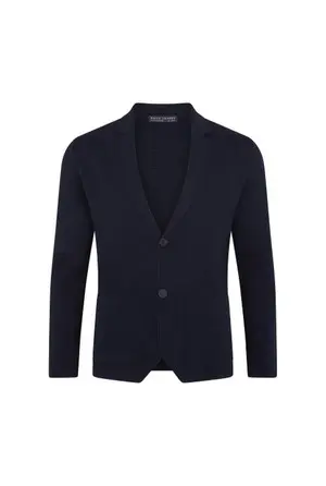 PAUL JAMES Lightweight Merino Wool Knitted Blazer - Navy