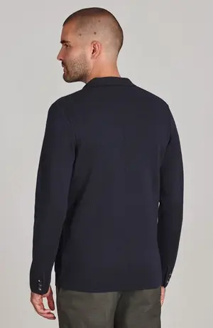 PAUL JAMES Lightweight Merino Wool Knitted Blazer - Navy