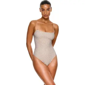 GOTTEX Love Notes Reversible Open Back One Piece Swimsuit - Cream-brown