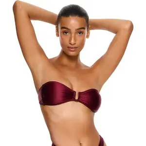 GOTTEX Satin Royale Bandeau Bikini Top Swimsuit - Bordeaux