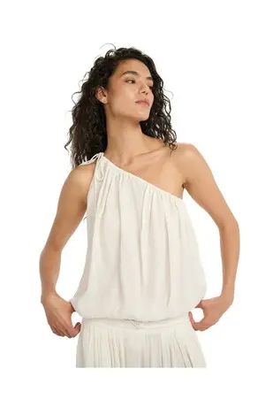 BEACH LIFE BY GOTTEX Resort One Shoulder Bubble Top Cover-up - White