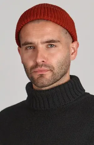 PAUL JAMES Craster Merino Fisherman Beanie - Spice