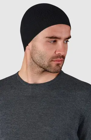 PAUL JAMES Neith Merino Wool Skull Cap Black