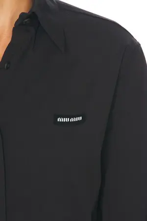 Miu Miu Popeline Stretch Washed Shirt - Nero