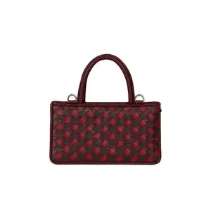 F3ROG BY RANA Red / Brown Red, Burgundy & Brown Woven Leather Crossbody Piraye Bag - Red/brown
