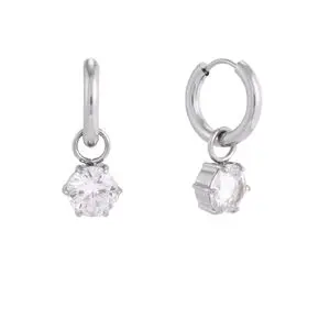 NAZZAR Cz Charm Huggie Hoop Earrings