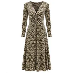 TRAFFIC PEOPLE Celestial Nights Print Long Sleeve Harper Midi Dress - Green