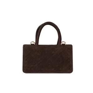 F3ROG BY RANA Suede Woven Leather Crossbody Piraye Bag - Brown