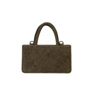 F3ROG BY RANA Suede Woven Leather Crossbody Piraye Bag - Green