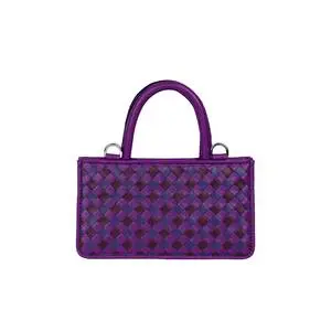 F3ROG BY RANA Purple / Red Purple & Burgundy Woven Leather Crossbody Piraye Bag - Purple/red