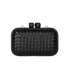 F3ROG BY RANA Black Woven Crossbody Kukki Clutch