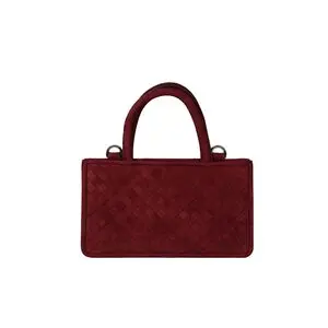 F3ROG BY RANA Suede Burgundy Woven Leather Crossbody Piraye Bag - Red