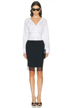 FLEUR DU MAL Ruched Poplin Shirt - White