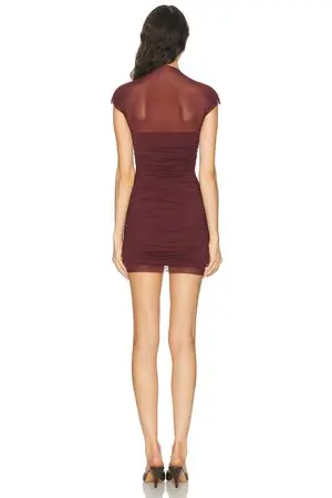 SEROYA Paola Mini Dress In Burgundy - Bordeaux