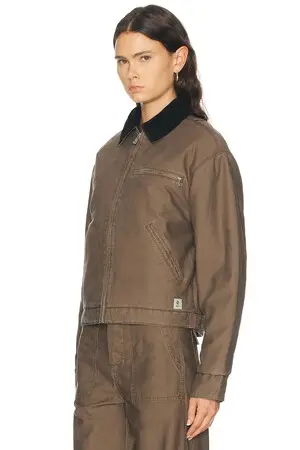 Eterne Cody Slub Cotton Sateen Jacket In Brown